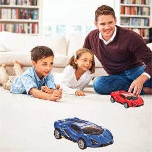 Johehe Inertia Drift Car Toy for Kids 3-6 Year Boys and Girls Model Car,2 Pack Push Go Friction Powered Vehicles Stunt Cars, Toddler Car for Kids Aged 3+ Gifts