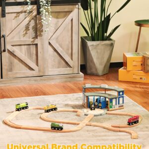 SainSmart Jr. Wooden Train Track 24pcs, Track Expansion Compatible with All Major Brands Toddler Railway Toy Train Set Boys Train Set 3+