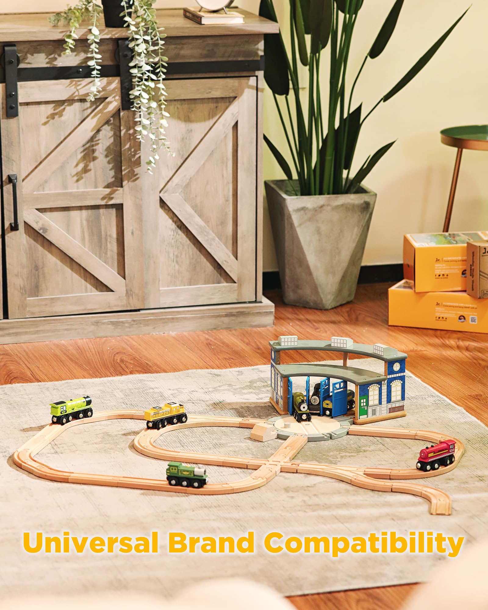 SainSmart Jr. Wooden Train Track 24pcs, Track Expansion Compatible with All Major Brands Toddler Railway Toy Train Set Boys Train Set 3+