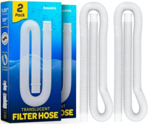 replacement hose for above ground pools [set of 4] 1.25" diameter, 59" long accessory pool pump replacement hose - filter pump hose compatible with intex pump models #607/#637. includes 4 metal clamps