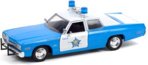 greenlight 1974 dodge monaco blue and white cpd chicago police department (illinois) hot pursuit series 1/24 diecast model car