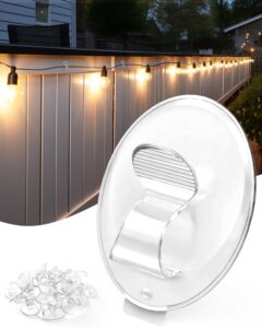 hooks for outdoor rope light clips：20pcs outdoors string lights clip - heavy duty hanging clear light clip with waterproof adhesive for patio hold fence hangers and christmas lighting strips hook