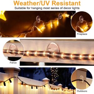 Hooks for Outdoor Rope Light Clips：20Pcs Outdoors String Lights Clip - Heavy Duty Hanging Clear Light Clip with Waterproof Adhesive for Patio Hold Fence Hangers and Christmas Lighting Strips Hook