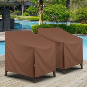 Arcedo Waterproof Patio Chair Covers, Heavy Duty Outdoor Lounge Chair Covers, Patio Furniture Covers for Lawn Garden Swivel Rocking Chairs, All Weather Protection, 34"W x 37"D x 36"H, 2 Pack, Brown