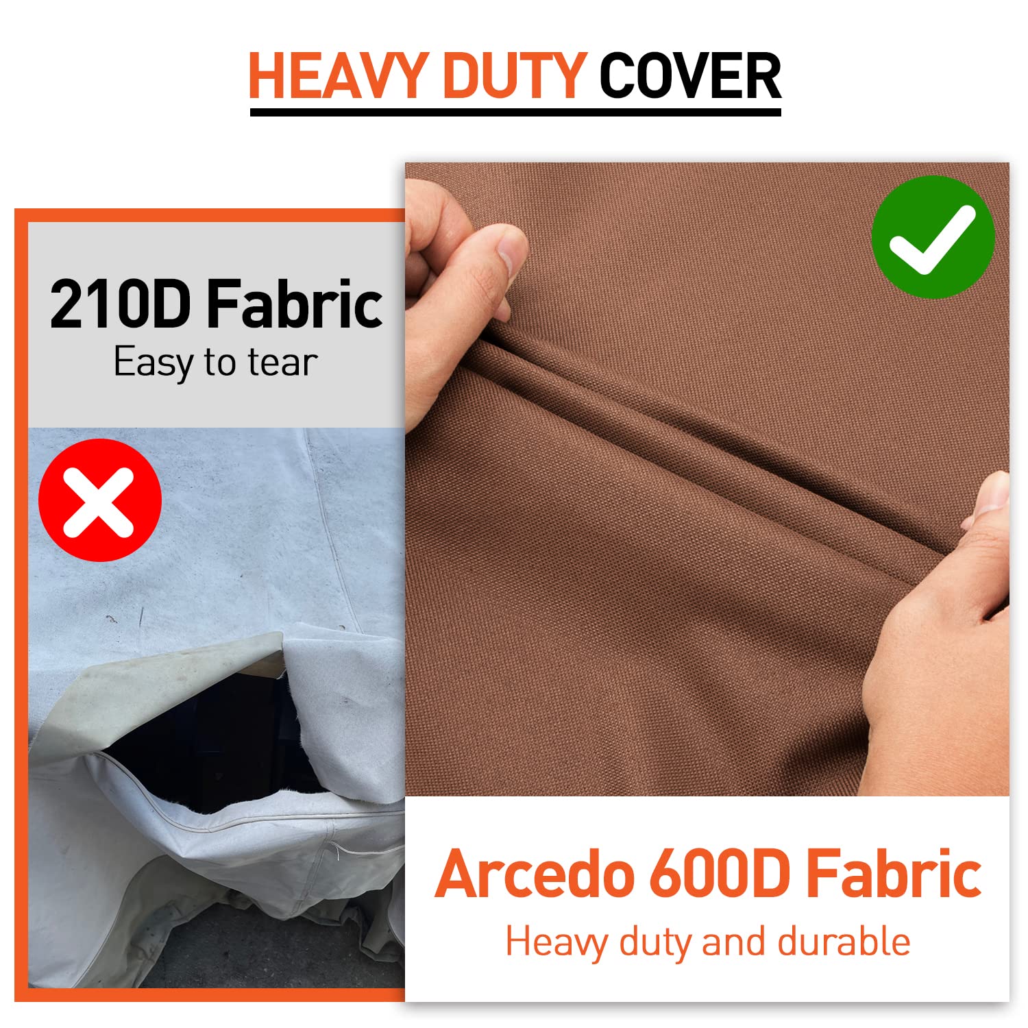 Arcedo Waterproof Patio Chair Covers, Heavy Duty Outdoor Lounge Chair Covers, Patio Furniture Covers for Lawn Garden Swivel Rocking Chairs, All Weather Protection, 34"W x 37"D x 36"H, 2 Pack, Brown