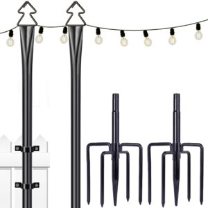 wizsar string light poles 2 pack 9.8ft light pole for outside hanging - backyard, garden, patio, deck lighting stand for outdoorparties, wedding