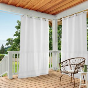 exclusive home cabana solid indoor/outdoor light filtering grommet top curtain panel pair, 54"x108", winter white