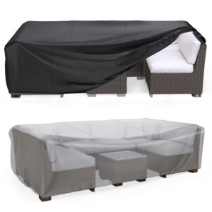 patio furniture set cover waterproof, mrrihand outdoor sectional sofa set cover heavy duty 600d table and chair set cover 107" l×81" w×27.9" h