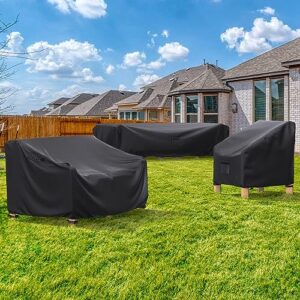 BROSYDA Patio Furniture Covers Waterproof, 90" L × 62" W ×28" H Rectangular Outdoor Furniture Set Covers , Durable Heavy Duty 600D Oxford Patio Furniture Set Covers for Outdoor Table Chair