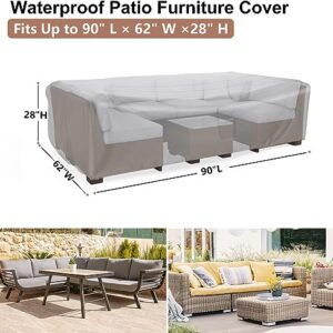 BROSYDA Patio Furniture Covers Waterproof, 90" L × 62" W ×28" H Rectangular Outdoor Furniture Set Covers , Durable Heavy Duty 600D Oxford Patio Furniture Set Covers for Outdoor Table Chair