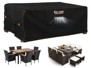 enzeno patio furniture set cover waterproof, outdoor dining coffee table chair covers rectangular, heavy duty outside weatherproof sectional set covers for protection 74"l x 47"w x 28"h black