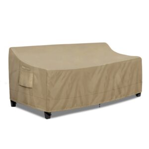 purefit outdoor couch cover waterproof patio sofa furniture covers, 3-seater outdoor cover with air vent and handles, 78w x 35d x 35h inches, camel