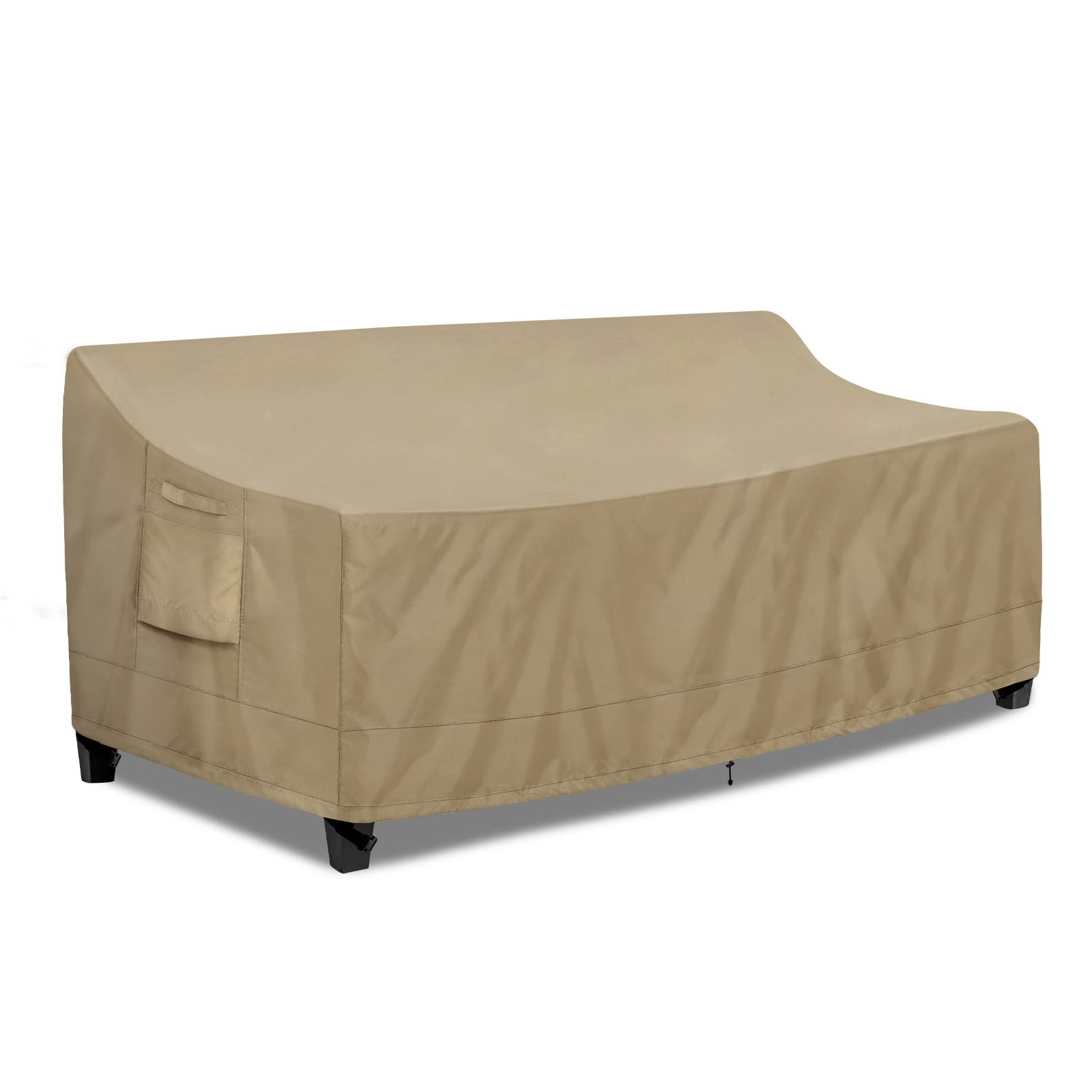 PureFit Outdoor Couch Cover Waterproof Patio Sofa Furniture Covers, 3-Seater Outdoor Cover with Air Vent and Handles, 78W x 35D x 35H Inches, Camel