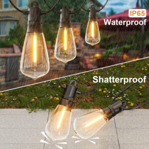 GPATIO 100FT Outdoor String Lights IP65 Waterproof, 2200K Warm White, Decor for Patio, Backyard, Gazebo, Garden, Outside, Cafe, Party, Christmas.