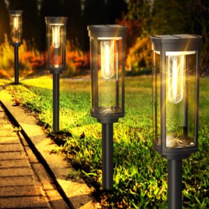 coxseni solar pathway lights outdoor 6 pack, bright solar path light outside waterproof, solar garden decorative solar powered landscape lights for walkway driveway lawn patio sidewalk yard decor