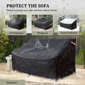 KylinLucky Outdoor Furniture Covers Waterproof,3-Seate Patio Sofa Covers Fits up to 85W x 37D x 35H inches Black