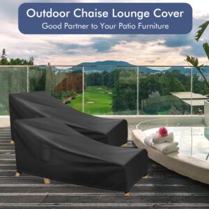 Richwon Chaise Lounge Covers Outdoor Waterproof, Heavy Duty Patio Furniture Covers, Outdoor Furniture Covers Pool Lounge Chair Cover Fits up to 78L x 34W x 32H inches, 1 Pack, Black