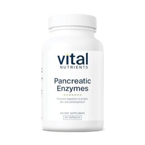 vital nutrients pancreatic enzymes 1000mg (full strength) | pancreatin digestion supplement with protease, amylase & lipase | digestive enzymes | gluten, dairy, and soy free | 90 capsules