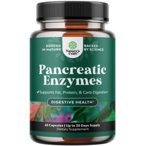 pancreatin digestive enzymes for digestive health - pancreatic enzymes for humans with fat carb and protein digestive enzymes for women and men - protease amylase & lipase enzymes for digestion - 60ct