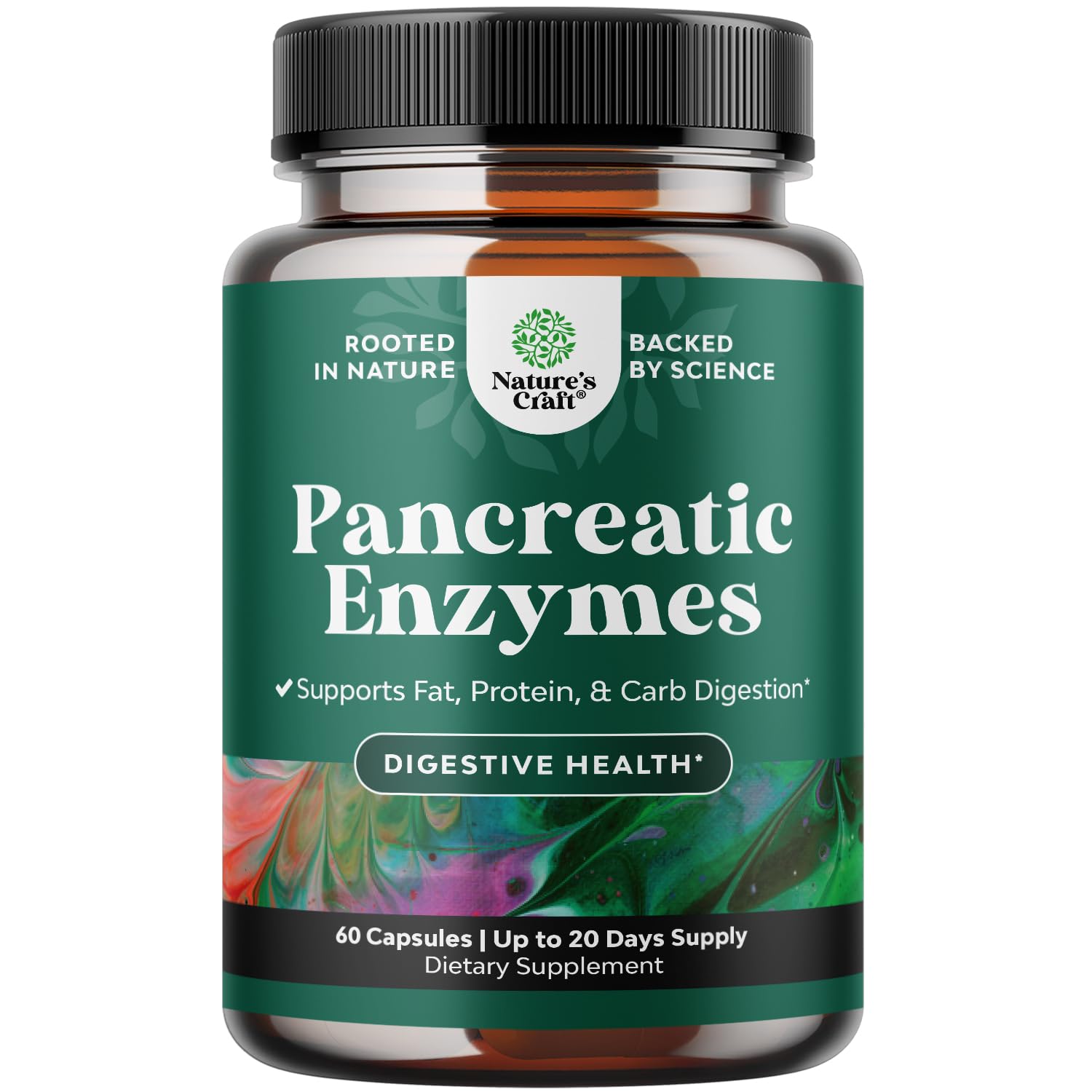 Pancreatin Digestive Enzymes for Digestive Health - Pancreatic Enzymes for Humans with Fat Carb and Protein Digestive Enzymes for Women and Men - Protease Amylase & Lipase Enzymes for Digestion - 60ct