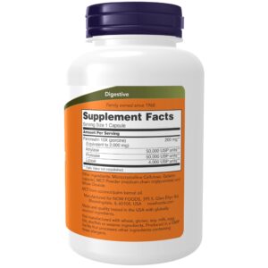 NOW Supplements, Pancreatin 2000 with naturally occurring Protease (Protein Digesting), Amylase (Carbohydrate Digesting), and Lipase (Fat Digesting) Enzymes, 250 Capsules , 1 Count (Pack of 1 )