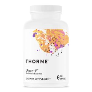 thorne pancreatic enzymes (formerly dipan-9) - pancreatic enzymes for digestive support and nutrient absorption - 180 capsules - 90 servings