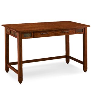 Leick Home 89400 Oak and Slate Laptop Desk with Drop Front Keyboard Drawer, Distressed Rustic Autumn