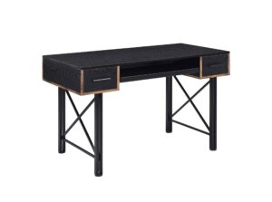 acme settea wooden top computer desk with 2 drawers and keyboard tray in black