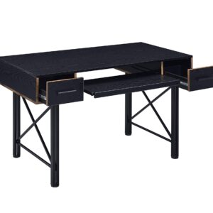 Acme Settea Wooden Top Computer Desk with 2 Drawers and Keyboard Tray in Black