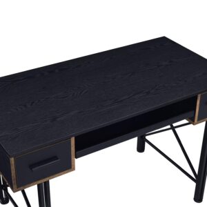 Acme Settea Wooden Top Computer Desk with 2 Drawers and Keyboard Tray in Black