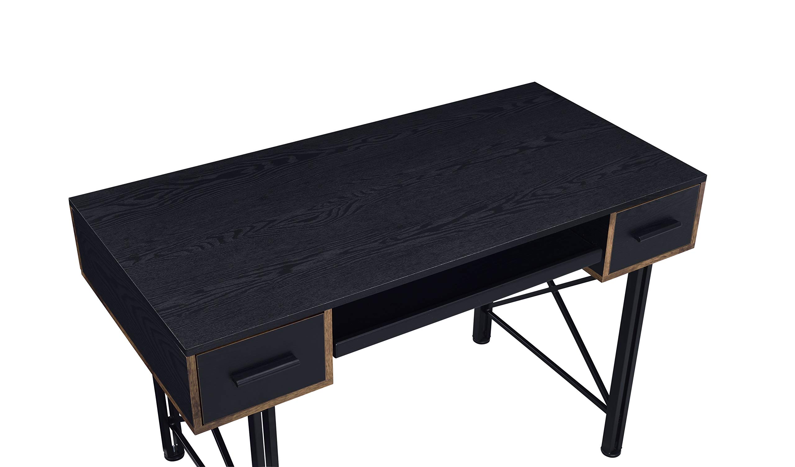 Acme Settea Wooden Top Computer Desk with 2 Drawers and Keyboard Tray in Black