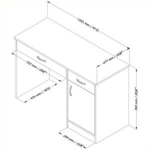 BOWERY HILL Modern Computer Desk with Keyboard Tray, Wood Writing Desk with Drawers and Shelves for Home Office, Black