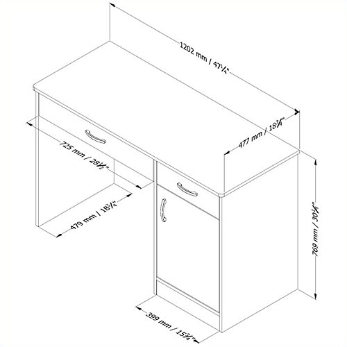 BOWERY HILL Modern Computer Desk with Keyboard Tray, Wood Writing Desk with Drawers and Shelves for Home Office, Black