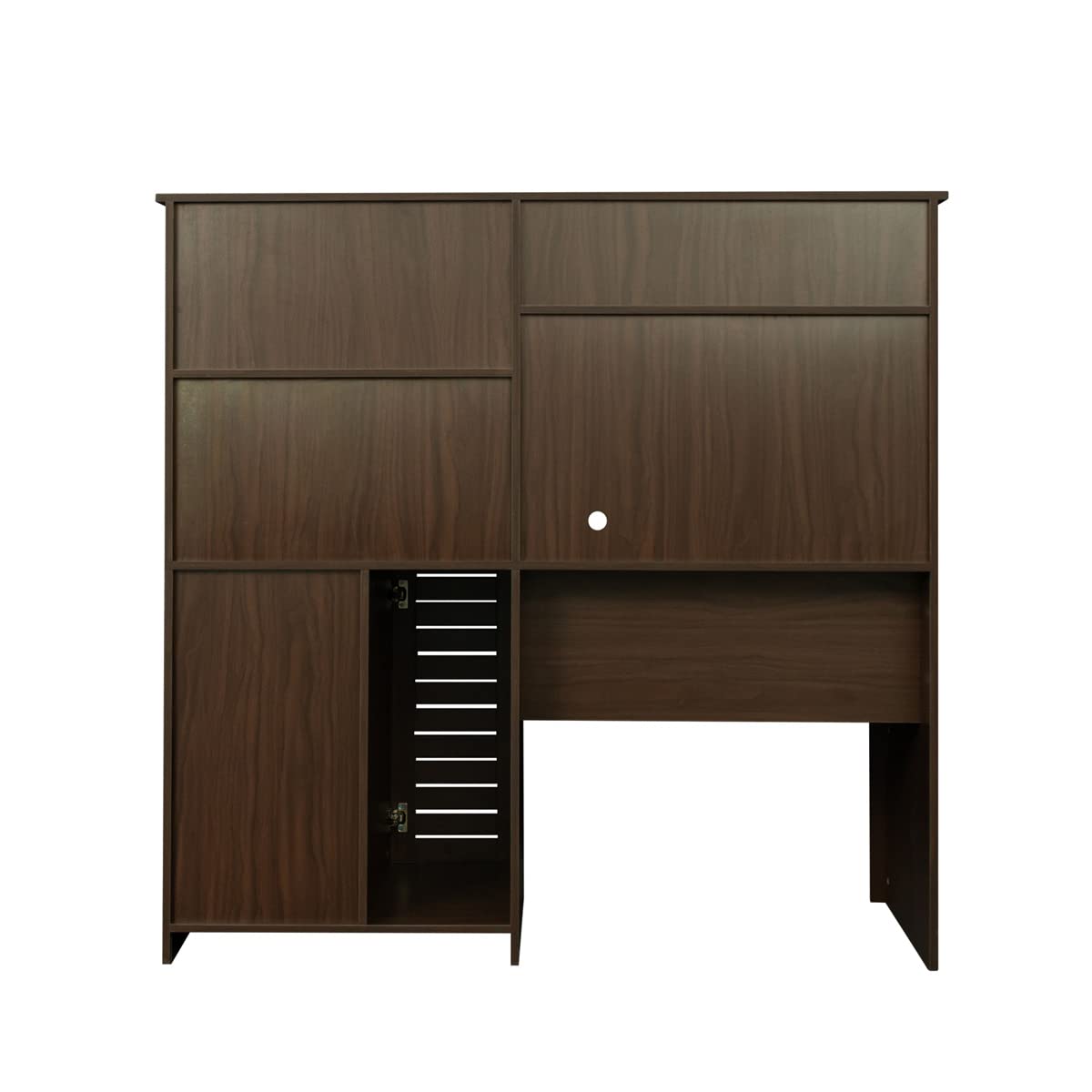 Computer Desk with Hutch & Keyboard Tray, Wood Executive Desk Teens Student Study Desk with 3 Large Drawers & 2-Tier Open Bookshelf, Writing Laptop Table Office Desk for Small Space Bedroom, Walnut