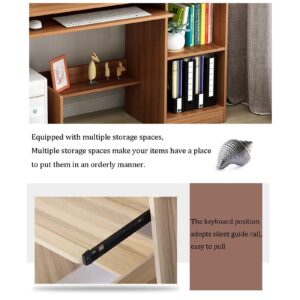 Office Supplies Wooden Desktop Computer Desk Desk,Simple Modern Study Desk Home Student Study Desk Bedroom Desk,Large PC Laptop Desk,With Storage Shelf and Keyboard Tray (90*40*72cm Maple Color )