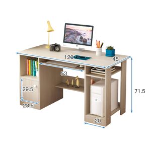 Office Supplies Wooden Desktop Computer Desk Desk,Simple Modern Study Desk Home Student Study Desk Bedroom Desk,Large PC Laptop Desk,With Storage Shelf and Keyboard Tray (90*40*72cm Maple Color )