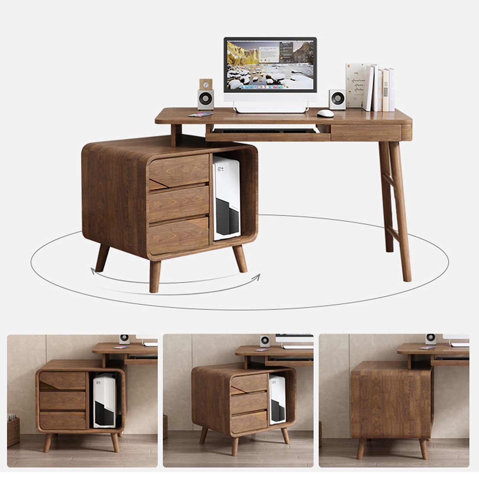 BinOxy Computer Desk/Writing Desk Stable Wooden Desktop PC Desk with Lockers, Drawers and Keyboard Tray Modern Home Working Study Table Scalable Study Room Workstation PC Table Study Table