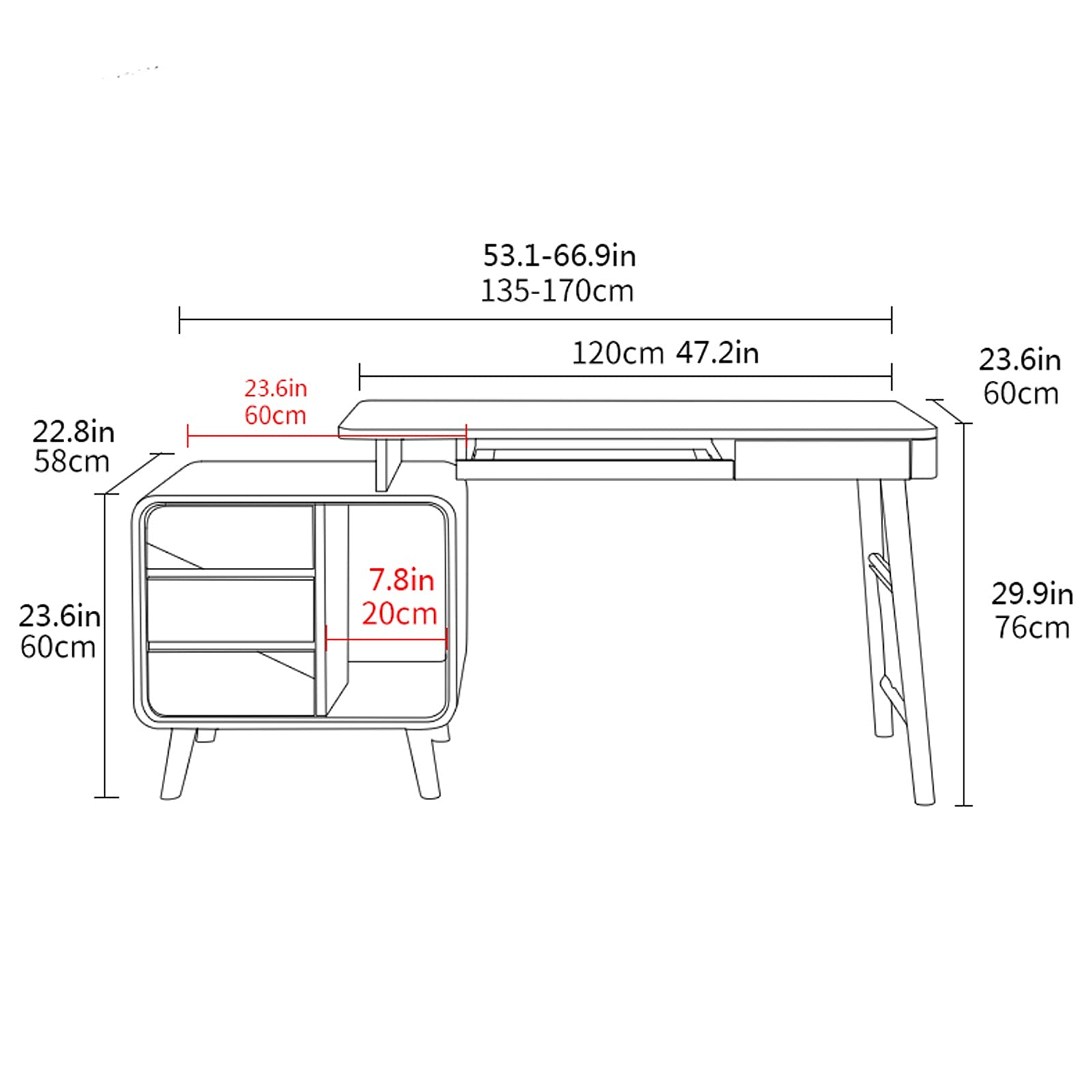 PC Desk Stable Wooden Desktop PC Desk with Lockers, Drawers and Keyboard Tray Modern Home Working Study Table Scalable Study Room Workstation Office Desks