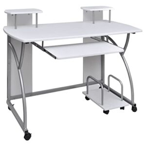 office desk,industrial gaming table,small standing desk,for small space,home office table,simple style,computer desk with pull-out keyboard tray white cart game laptop table