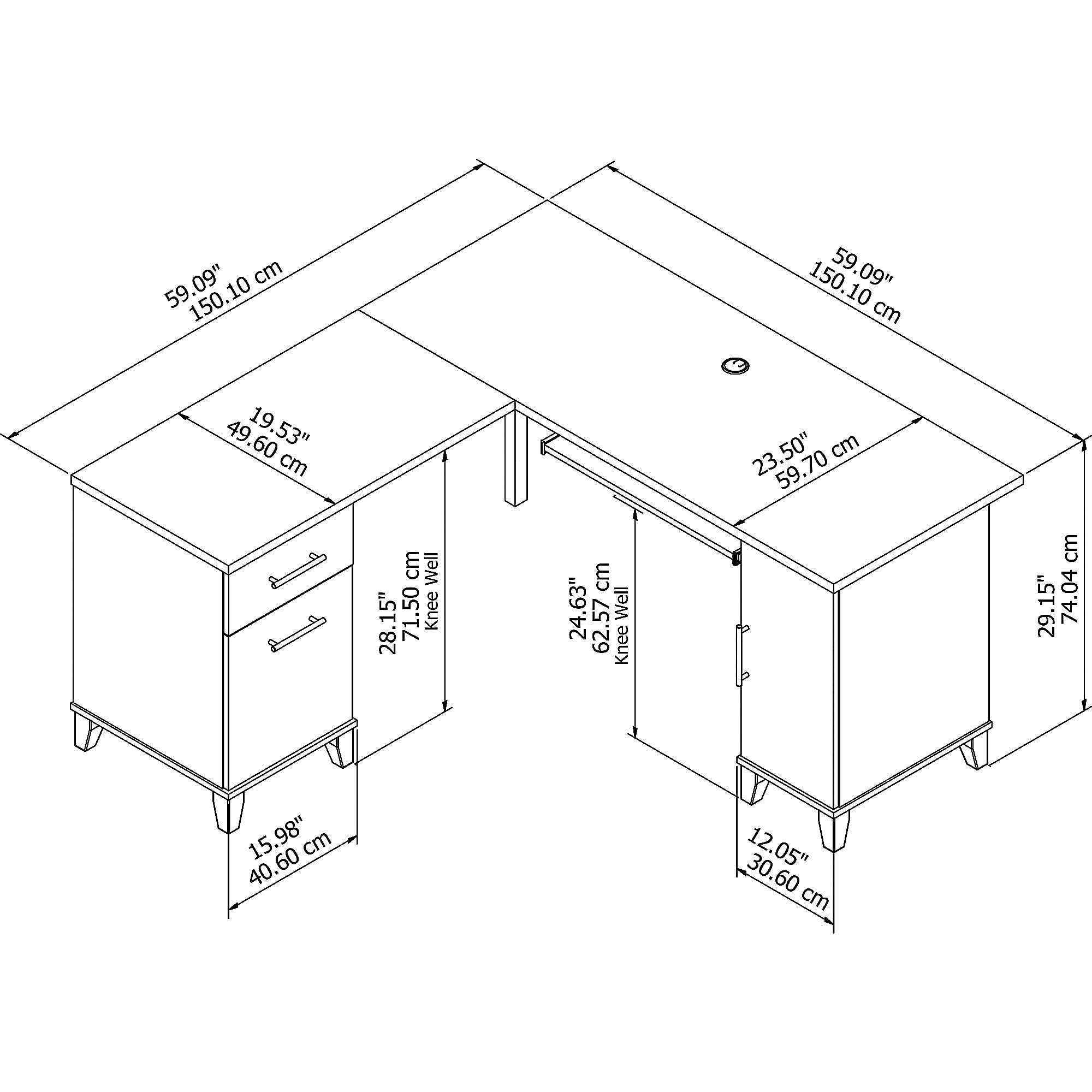 Bush Furniture Somerset L Shaped Desk with Storage | Corner Computer Table for Home Office, 60W, Maple Cross