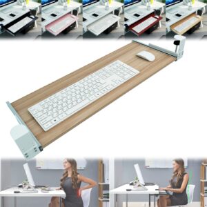 v3vogue 5 colors wooden keyboard tray under desk slide-out keyboard drawers platforms - install without drilling - for home/office/club computer desk extender keyboard shelf