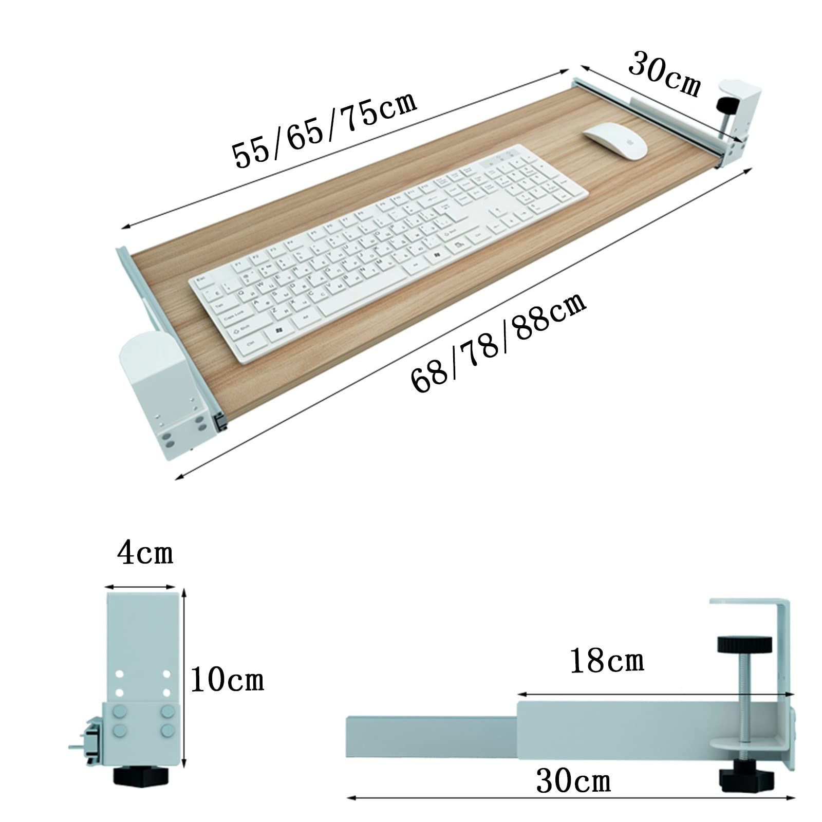 V3VOGUE 5 Colors Wooden Keyboard Tray Under Desk Slide-Out Keyboard Drawers Platforms - Install Without Drilling - for Home/Office/Club Computer Desk Extender Keyboard Shelf