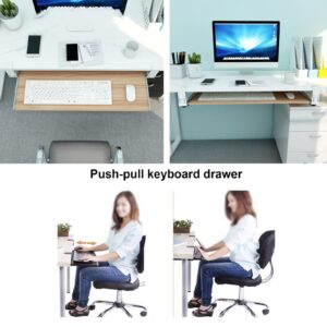 V3VOGUE 5 Colors Wooden Keyboard Tray Under Desk Slide-Out Keyboard Drawers Platforms - Install Without Drilling - for Home/Office/Club Computer Desk Extender Keyboard Shelf