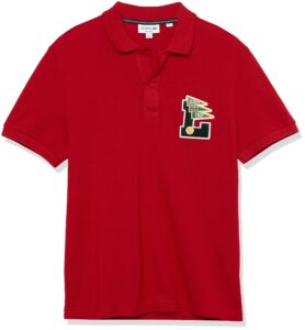 lacoste mens short sleeve varsity regular fit polo shirt, ladybug red, medium us