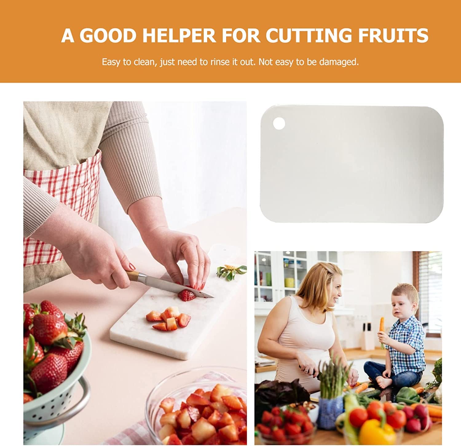 Small Cutting Board for Kitchen, 304 Stainless Steel Cutting Board, Chopping Block Fruit Cutting Block for Home Kitchen (5.9 * 9.8inches)