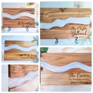 Personalized Wood Cutting Board with Resin, Custom Wedding Gifts, White Epoxy Serving Board, Anniversary Christmas Birthday Gift for Her