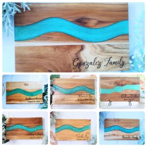 Personalized Wood Cutting Board with Resin, Custom Wedding Gifts, White Epoxy Serving Board, Anniversary Christmas Birthday Gift for Her