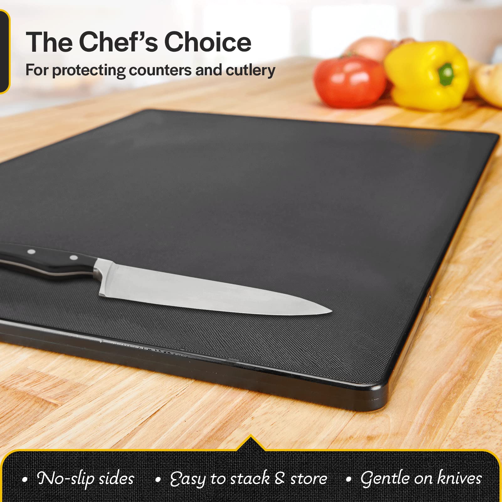 Thirteen Chefs Cutting Boards for Kitchen - 18 x 12 x .5" Black Color Coded Plastic Cutting Board with Non Slip Surface - Dishwasher Safe Chopping Board