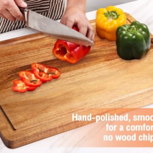 Wood Cutting Boards for Kitchen, 17 x 12 Inch Acacia Wooden Cutting Board, Winnsty Large Wood Chopping Board with Juice Groove and Handles Heavy Duty Charcuterie Board (Large)