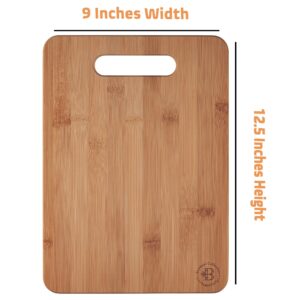 Bamboo Cutting Board, Wooden Kitchen Chopping Board for Food Prep, Chopping, Carving Meat, Fruits Vegetables, 12.5" x 9"